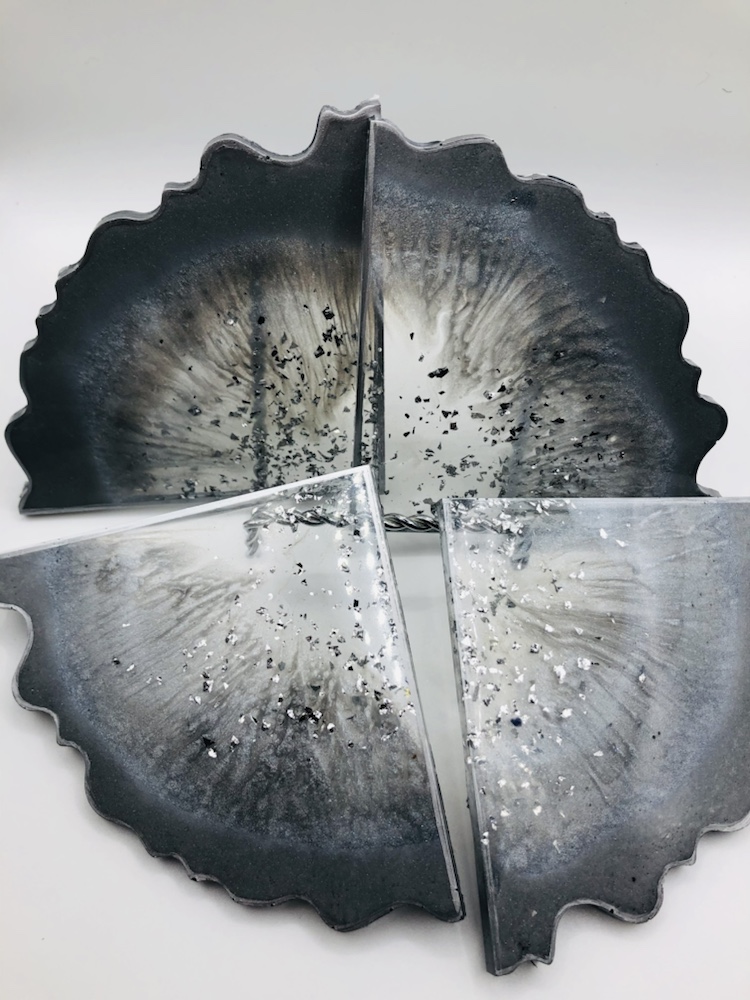 Elegant Grey & White Resin Coasters | simplycraftydesigns